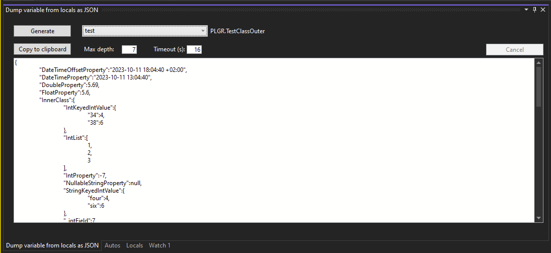 Local variable JSON dumper - Visual Studio Marketplace